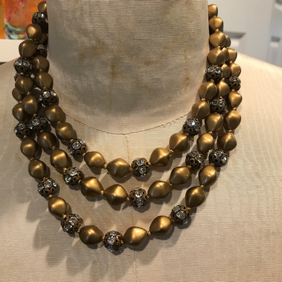 Jewelry | Vintage 3tier Necklace Bronze W Crystal Detail Great Color ...